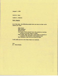 Memorandum from Judy A. Chilcote to David A. Rees - Digital Commonwealth