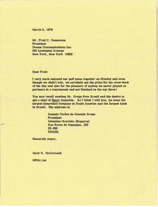 Letter from Mark H. McCormack to Fred C. Danneman - Digital Commonwealth