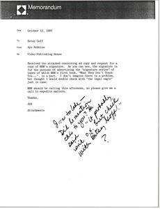 Memorandum from Ayn Robbins to Betsy Goff - Digital Commonwealth