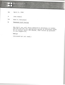 Memorandum from Mark H. McCormack to Jean Sewell - Digital Commonwealth