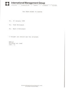 Memorandum from Mark H. McCormack to Todd McCormack - Digital Commonwealth