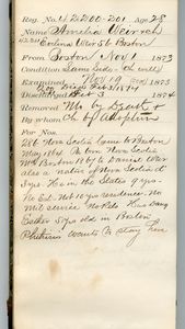 Tewksbury Almshouse Intake Record: Weir, Amelia - Digital Commonwealth