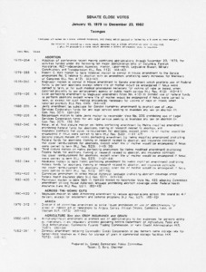 Senate Close Votes, January 15, 1979 to December 23, 1982, Tsongas ...