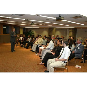 The Torch Scholars sit in the front row as President Aoun speaks at the ...