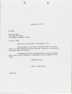 Letter from Mark H. McCormack to Irvin Sills - Digital Commonwealth