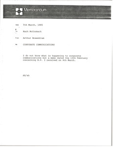 Memorandum from Arthur Rosenblum to Mark H. McCormack - Digital ...