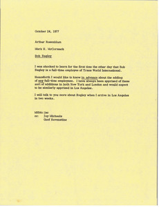 Memorandum from Mark H. McCormack to Arthur Rosenblum - Digital ...