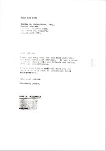 Letter from Mark H. McCormack to Gordon H. Shingleton - Digital ...