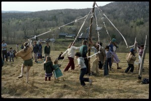 Dancing around the maypole, May Day celebrations, Montague Farm commune ...