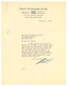 Letter from First Standard Bank to W. E. B. Du Bois - Digital Commonwealth
