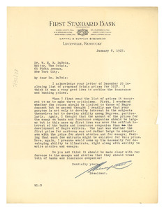Letter from First Standard Bank to W. E. B. Du Bois - Digital Commonwealth