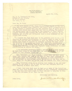Letter from Rev. Irvin W. Underhill, Jr. to W. E. B. Du Bois - Digital ...