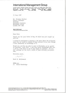Letter from Mark H. McCormack to Nicholas Bonham - Digital Commonwealth