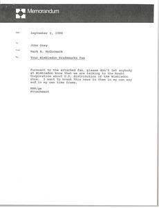Memorandum from Mark H. McCormack to John Oney - Digital Commonwealth