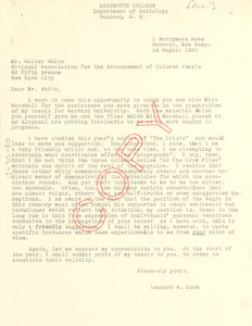 Letter from Leonard W. Doob to Walter White - Digital Commonwealth