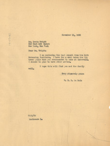 Letter from W. E. B. Du Bois to Dr. Louis Wright - Digital Commonwealth