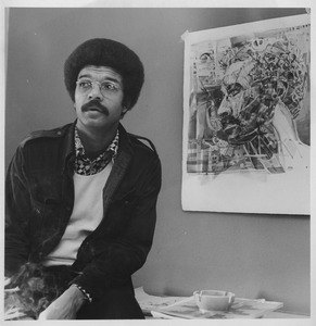 Nelson P. Stevens with his artwork - Digital Commonwealth