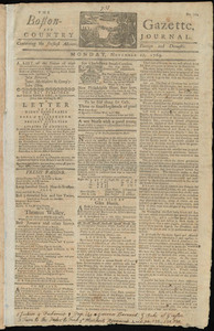 The Boston-Gazette, and Country Journal, 27 November 1769 - Digital ...