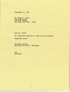 Letter from Chris Hatala to Lloyd I. Isler - Digital Commonwealth