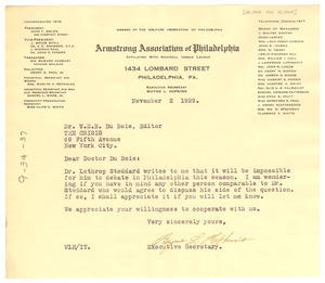 Letter from Alpha Phi Alpha, Rho Chapter to W. E. B. Du Bois - Digital ...