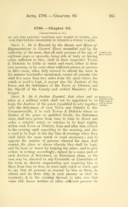 1796 Chap. 0082 An Act For Keeping Watches And Wards In Towns, And For ...