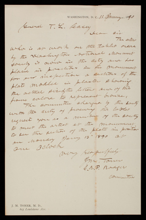 J. M. Toner & C. B. P. Rodgers to Thomas Lincoln Casey, January 11 ...