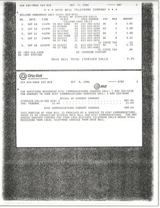 Ohio Bell Telephone Company invoice - Digital Commonwealth