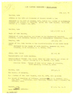 Wade Hampton bibliography - Digital Commonwealth