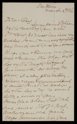 Henry Weir to Thomas Lincoln Casey, March 2, 1886 - Digital Commonwealth