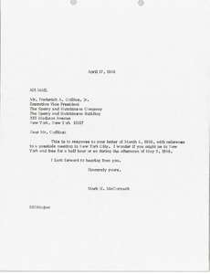 Letter from Mark H. McCormack to Frederick A. Collins - Digital ...