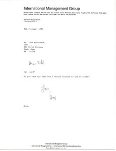 Letter from Mark H. McCormack to Todd McCormack - Digital Commonwealth