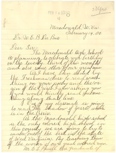 Letter from Bernice Anderson to W. E. B. Du Bois - Digital Commonwealth