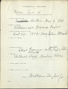 Personal record of William Taylor, Jr. (1728) - Digital Commonwealth