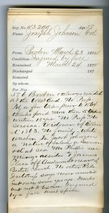 Tewksbury Almshouse Intake Record: Johnson, Joseph - Digital Commonwealth