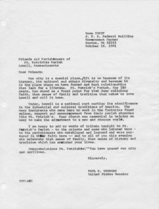 Letter to Friends and Parishioners of St. Patrick's Parish, from Paul E ...