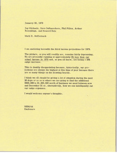 Memorandum from Mark H. McCormack to Jay Michaels, Dave DeBusschere ...