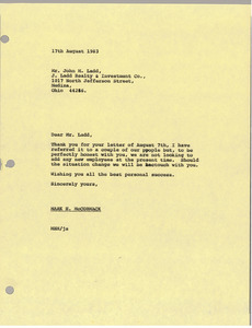 Letter from Mark H. McCormack to John M. Ladd - Digital Commonwealth