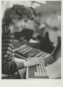 Gail Berg working as a telephone operator - Digital Commonwealth