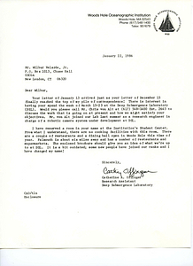 Correspondence: Letter from Catherine A. Offinger (WHOI - Research ...