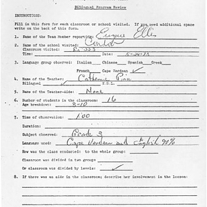 Boston Public Schools bilingual program review form - Digital Commonwealth