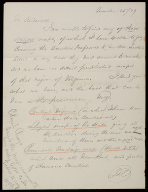 D. C. to Anderson, March 25, 1879; W. A. A. to Thomas Lincoln Casey ...