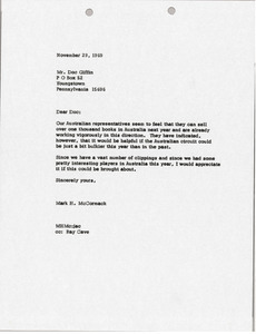 Letter from Mark H. McCormack to Donald W. Giffin - Digital Commonwealth