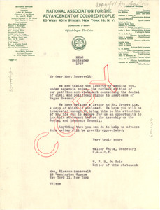 Letter from NAACP to Eleanor Roosevelt - Digital Commonwealth
