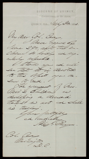 Bishop Burgess to Thomas Lincoln Casey, July 2, 1883 - Digital Commonwealth
