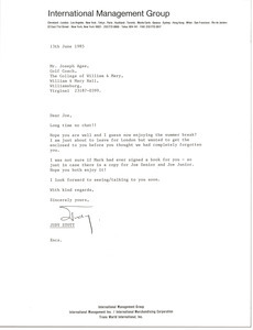 Letter from Mark H. McCormack to Joseph Agee - Digital Commonwealth