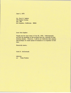 Letter from Mark H. McCormack to Sara M. Ingber - Digital Commonwealth