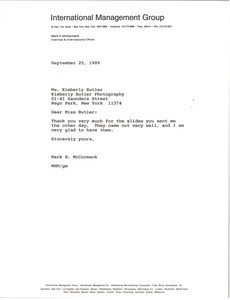 Letter from Mark H. McCormack to Kimberly Butler - Digital Commonwealth