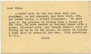 Postcard from Edith Manchester to Hope Stephens Foote - Digital ...