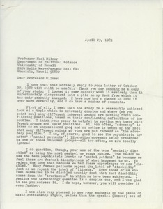 Letter from Judi Chamberlin to Neal Milner - Digital Commonwealth