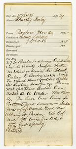 Tewksbury Almshouse Intake Record: Feeley, Timothy - Digital Commonwealth